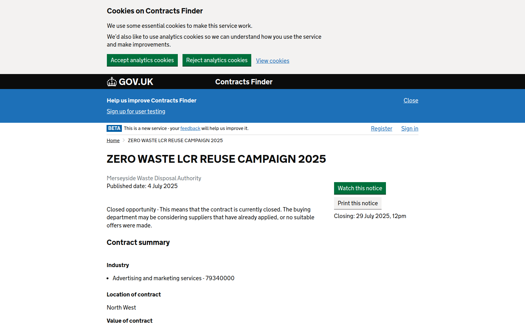 ZERO WASTE LCR REUSE CAMPAIGN 2025 - Tenders - Startup Networks
