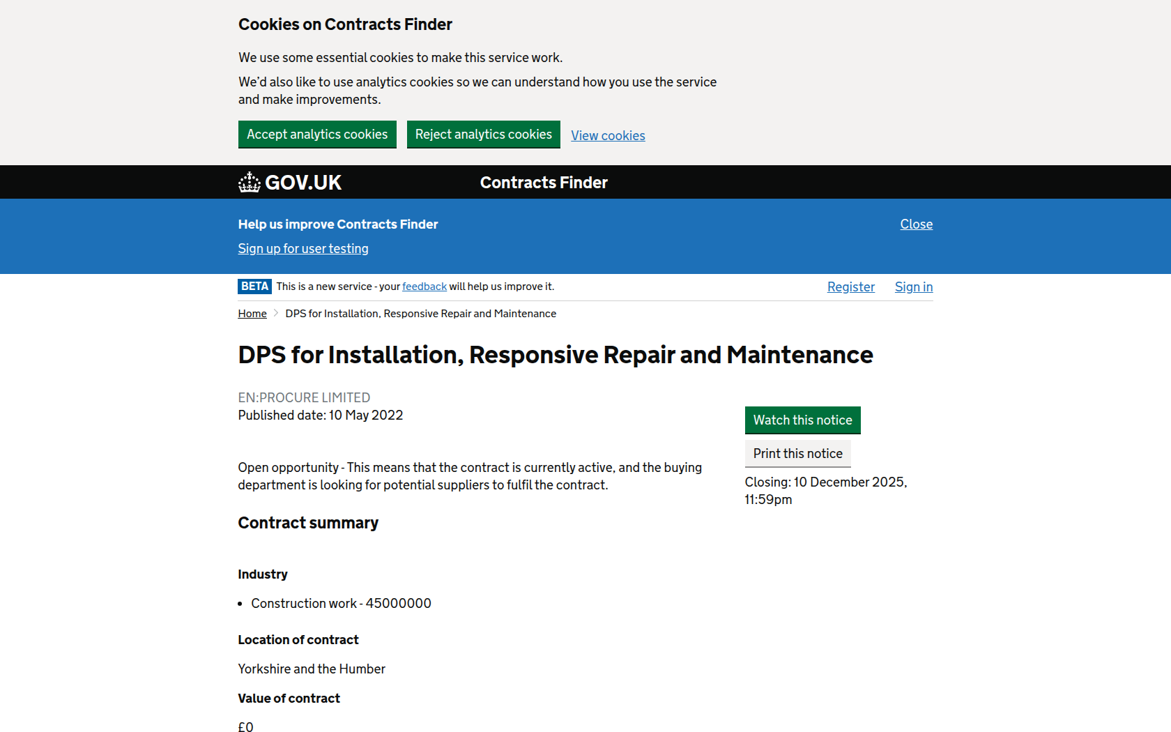 DPS for Installation, Responsive Repair and Maintenance - Tenders ...