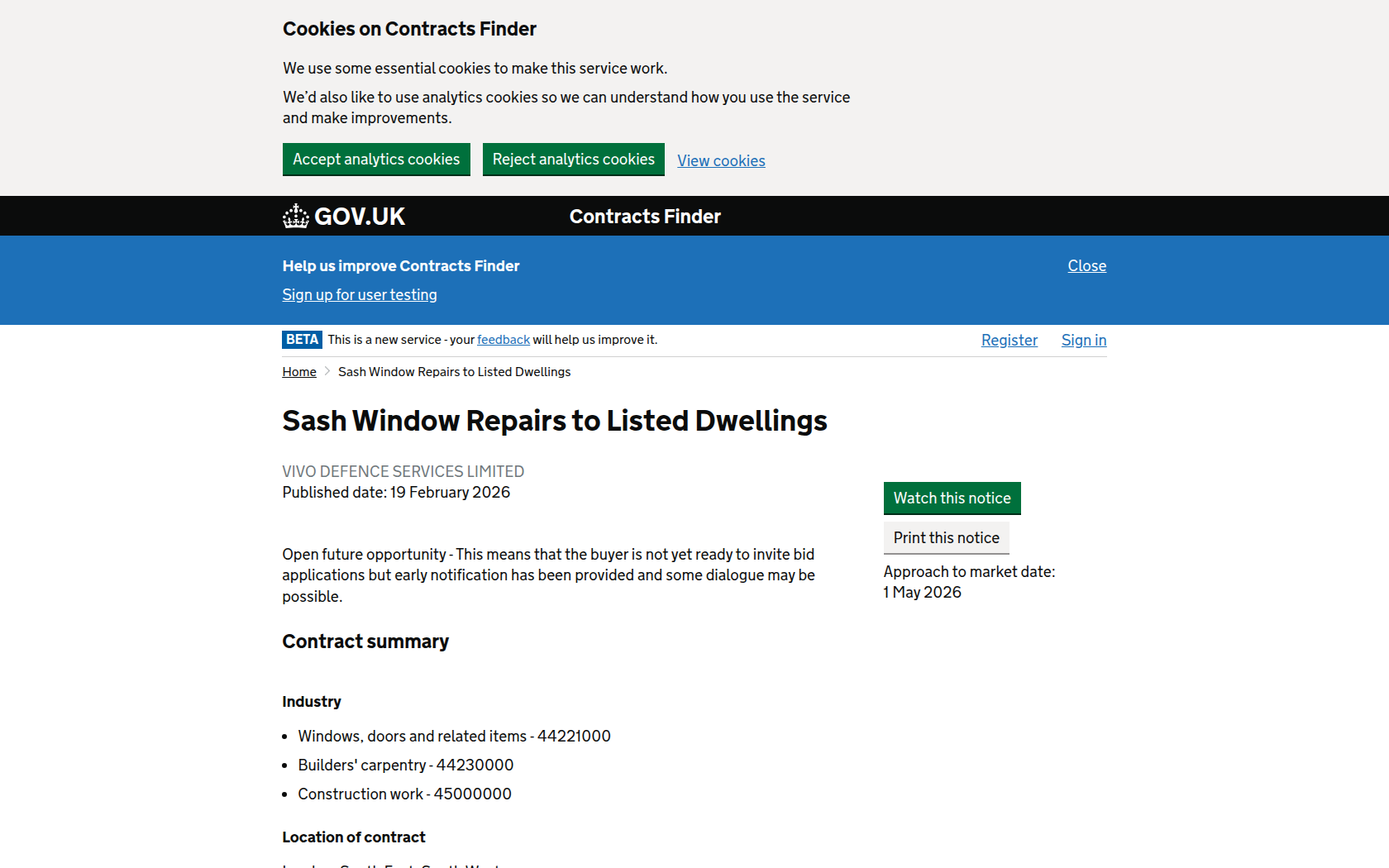 Sash Window Repairs to Listed Dwellings - Tenders - Startup Networks